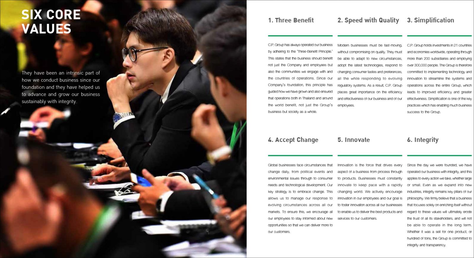 6 ค่านิยมเครือเจริญโภคภัณฑ์ (six core values)