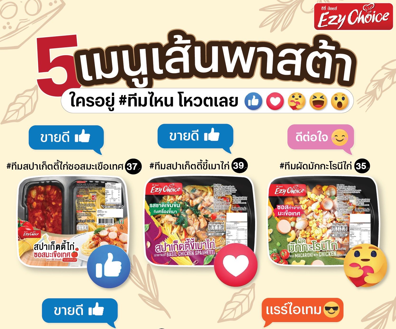 สาวกคนรักเส้น คุณอยู่ทีมไหนกัน 5 เมนูเส้นพาสต้า EzyChoice ใครทีมไหนโหวตเลย