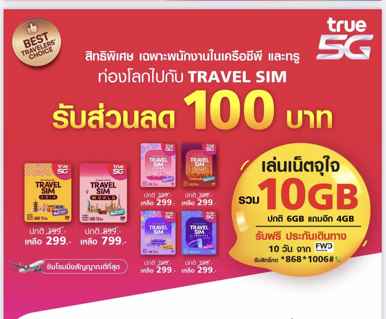 พนักงาน ซีพี รับสิทธิ์ส่วนลดพิเศษ 100บาท กับ TRAVEL SIM ซิมเดินทางต่าง ...